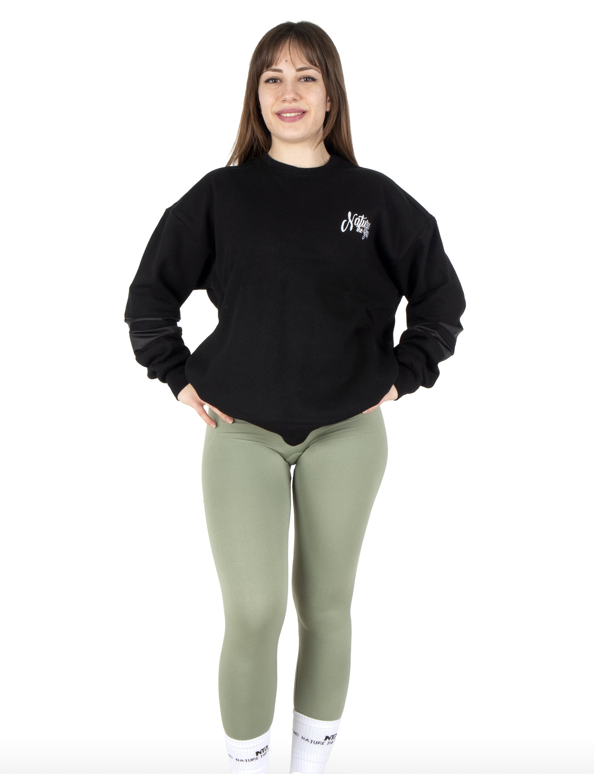 Siyah PVC Detaylı Oversize Sweatshirt Kadın Sweatshirt